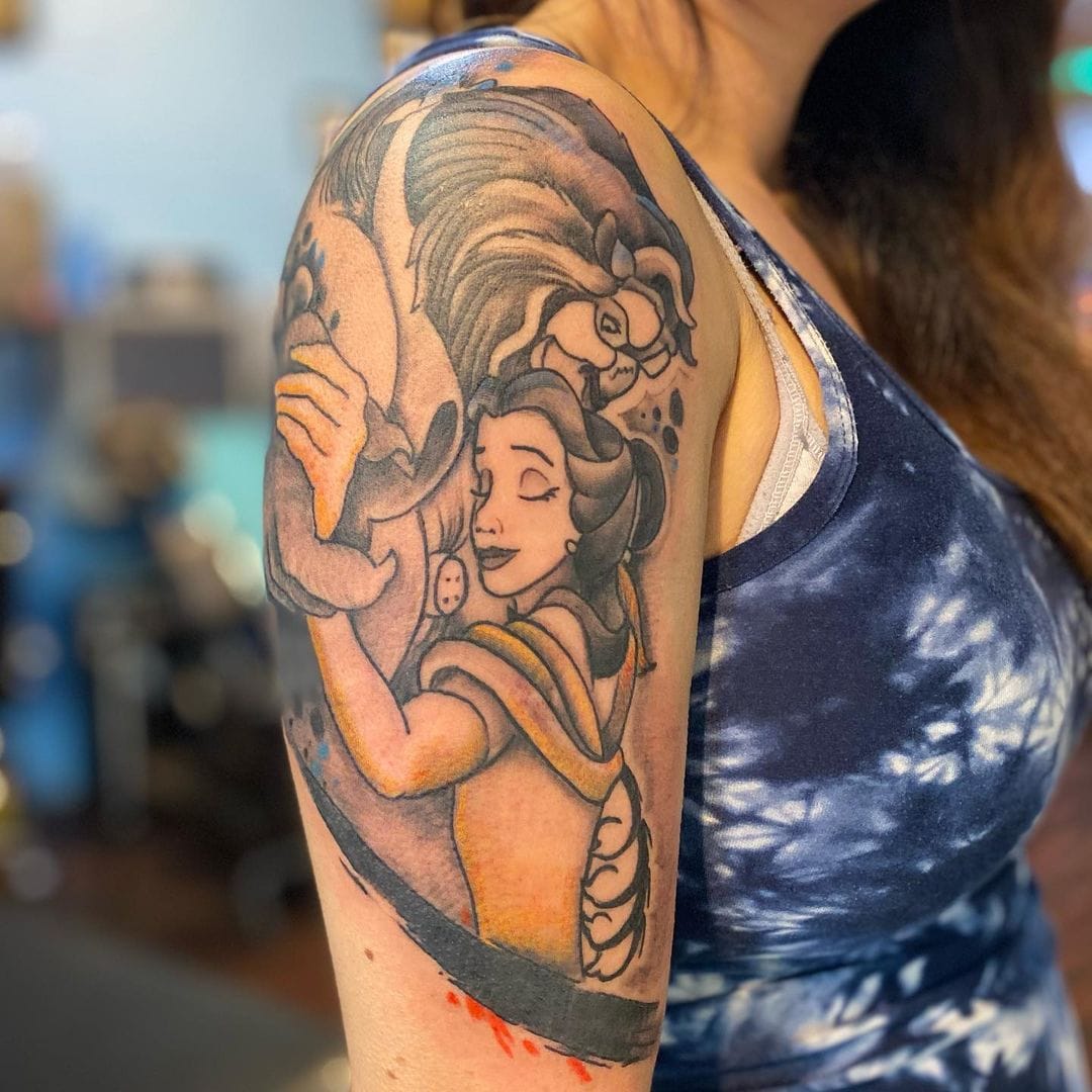 Beauty And The Beast Tattoo Sleeve